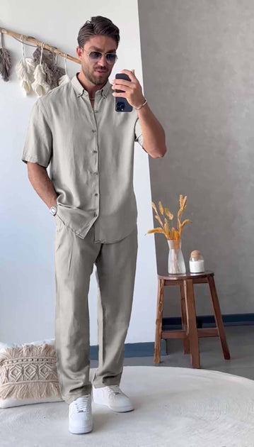 Men's Linen Sets - British Collar – Clothing Crew UAE